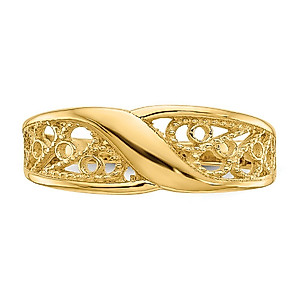 Solid 14k Yellow Gold Filigree Ring Band Size 8