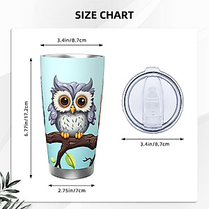 GDSHJKLW Owls On A Branch Tumbler With Lid And Straw 20oz Stainless Steel Leakproof Travel Coffee Mug Double Wall Insulated Cup Gifts For Women Home Office