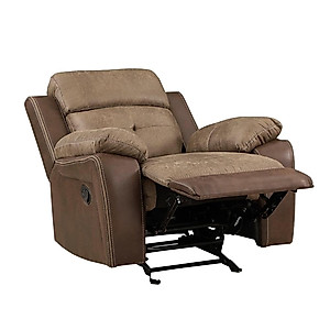 Lexicon Glendale Polished Microfiber Glider Manual Reclining Chair in Brown