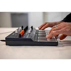 Arturia MICROFREAK Synthesizer with Poly-aftertouch Flat Keyboard BUNDLE with Samson Over Ear Headphones, Power Adapter & Instrument Polishing Cloth- Analog Synth, Synthesizer & workstation keyboards