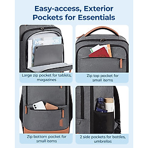 BAGSMART Rolling Travel Backpack, Water-Resistant Travel Laptop Backpacks with Wheels for Adults, 17 Inch Large Roller College Backpack Luggage Carry on with 2 Packing Cubes, Gray