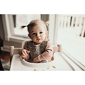 Three Little Tots Modern Silicone Baby Bib – Adjustable Fit Waterproof Catch Bibs ((Leopard)