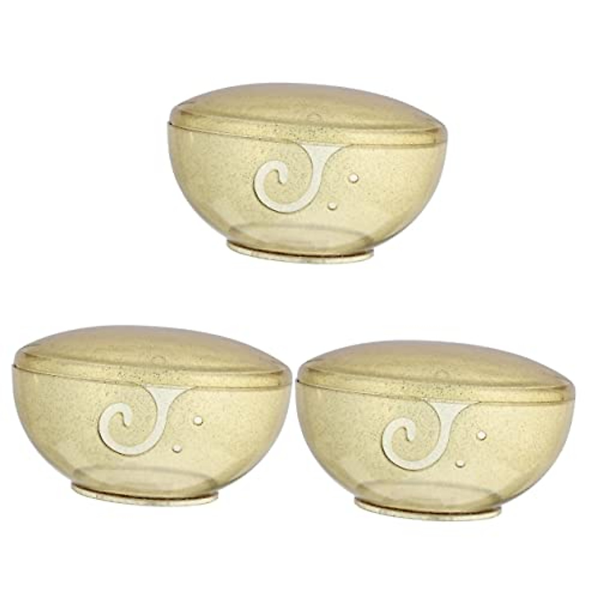 COHEALI 3pcs Crochet Hole Clear with Lid Needles Round Basket Golden Container Craft Organizer Holder Large Crocheting Kit Plastic Day & Top Supplies Wool Handmade Facialmask Crafts Bowl