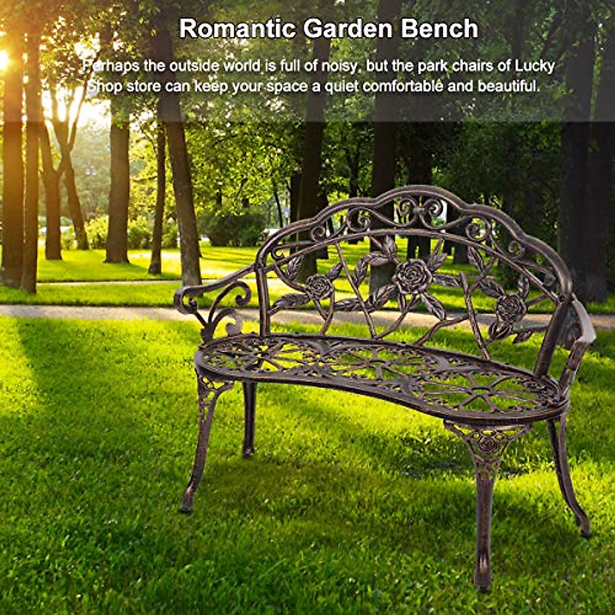 TTY Store Patio Garden Bench Park Bench Loveseats for Outdoor Porch, Patio, Lawn, Balcony, Backyard and Indoor Metal Material Bench