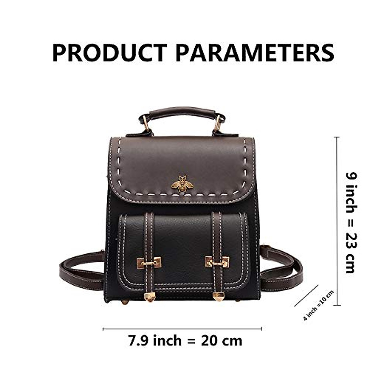 Little Bee Women's Mini Backpack Faux Leather Backpack Designer Cute Girls Convertible Purse Stylish Crossbodybag (Black)