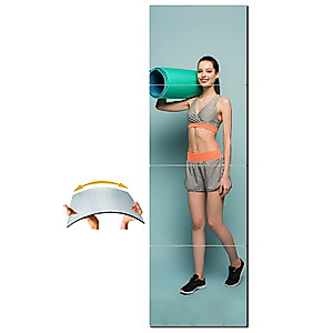 Shatterproof Full Length Mirror Tiles,Mirror for Wall,Full Body Mirror for Kids,Thick 0.12",4 Pcs 15.8"x15.8",Made of Frameless Plexiglass Acrylic Plastic,Wall Mounted for Home Gym,Bedroom,Door