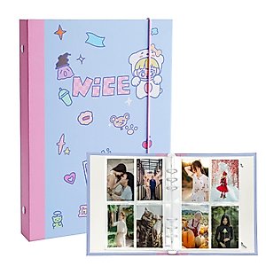 QiuchenYH A5 Binder Photocard Album with 25Pcs Inner Pages 3 Inch Photo Album Sleeves Kpop Photocard Holder Photocard Collect Book for Pictures Cards Storage Blue