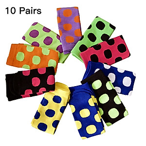 10 Pairs Kids Child Knee High Long Socks polka dots socks Colorful Mid-Calf Uniform Socks Soccer Socks Girls School Socks Sports Socks No Heels Long Boot Wave Point socks for Child Gift(10pcs,point)