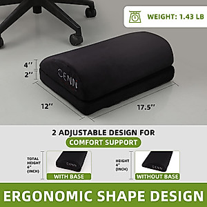Wedge Shaped Under Desk Footrest – Memory Foam Home and Office Foot Rest Velvet Leg Rest Adjustable Foot Rest Under Desk