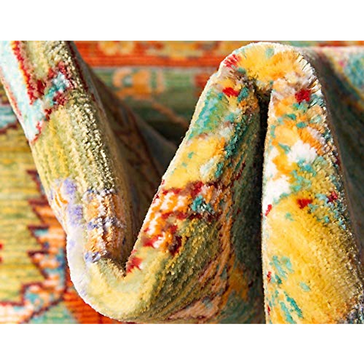 Unique Loom Austin Collection Vibrant Colors, Abstract, Traditional Area Rug, Rectangular 6' 0" x 9' 0", Light Green/Beige