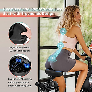 Oversized Bike Seat for Peloton Bike & Bike+, Comfort Seat Cushion Compatible with Peloton, Road or Exercise Bikes, Bicycle Wide Saddle Replacement for Men and Women, Black