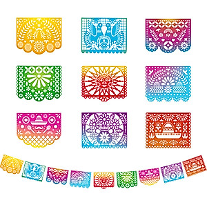 Mexican Party Banners, Papel Picado Banner - Cinco de Mayo, Fiesta Party Decorations, Dia De Los Muertos Decor, Day of The Dead Decorations, 5 Packs 82 Ft Long