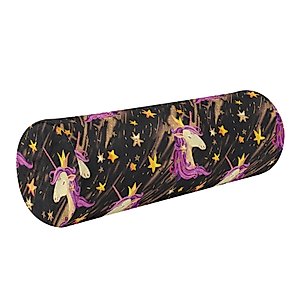 Unicorn Shine Star Neck Support Pillow Round Neck Roll Bolster Cylinder Pillow Cervical Pillows Body Pillow for Leg Knee Back Head Support for Work Women Men Traveling Headrest