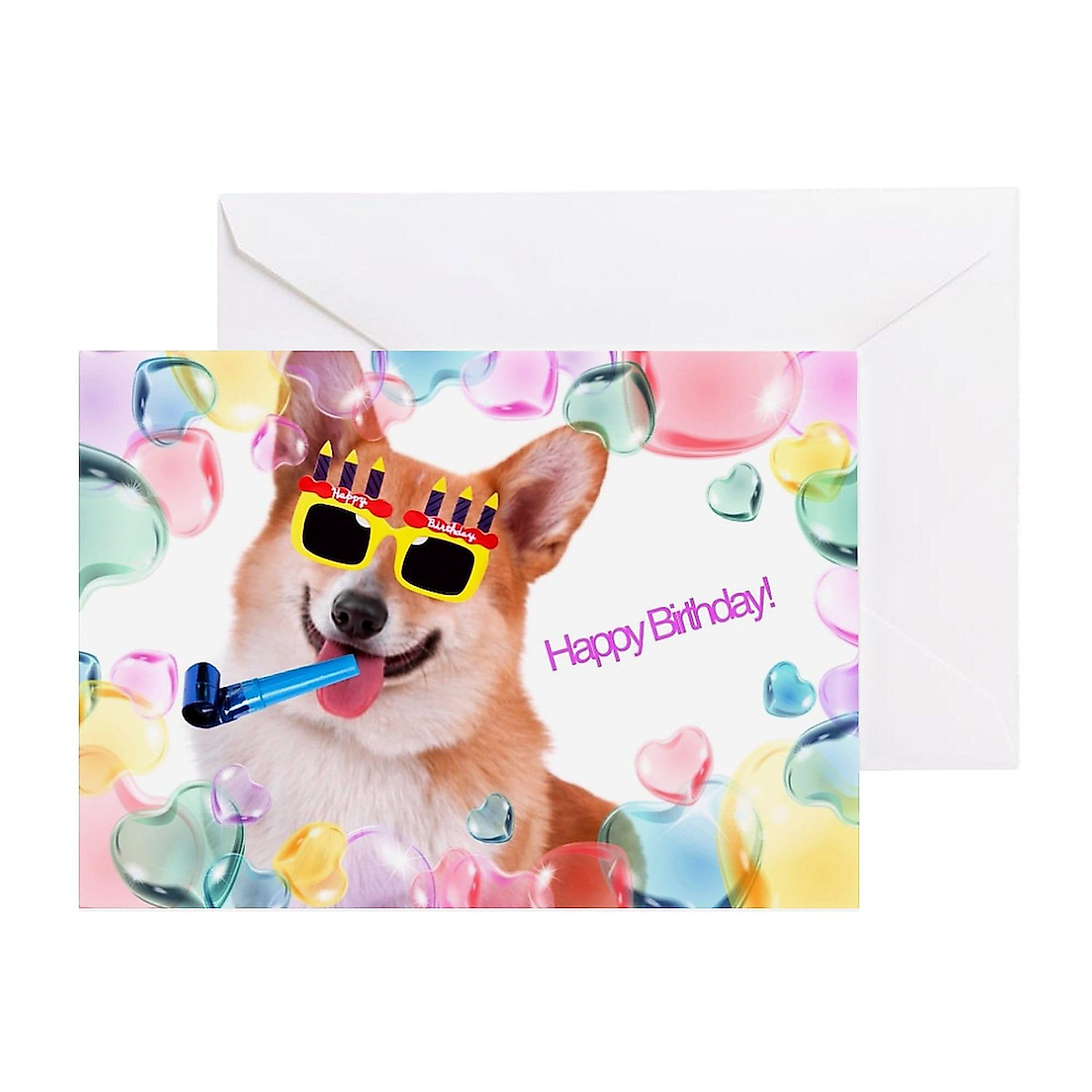 CafePress Happy Birthday Corgi Folded Greeting Card Glossy