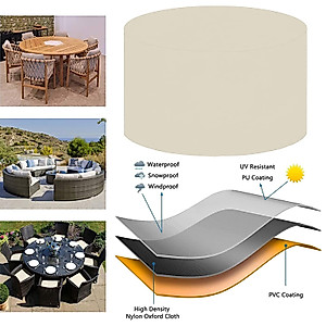 XYXH Round Patio Table Covers 53" D x 31" H, Outdoor Patio Furniture Covers, Waterproof Garden Table Chairs Set Covers, 420D Heavy Duty Oxford Fabric Durable Dustproof