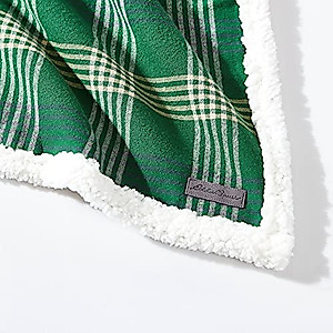 Eddie Bauer - Throw Blanket, Cotton Flannel Home Decor, All Season Reversible Sherpa Bedding (Union Bay Green, Throw)
