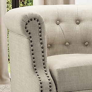 Rosevera Chancy Accent Chairs,Comfy Club Barrel Modern Armchair with Soft Living Room Readingroom,Bedroom Seating, Standard, Natural