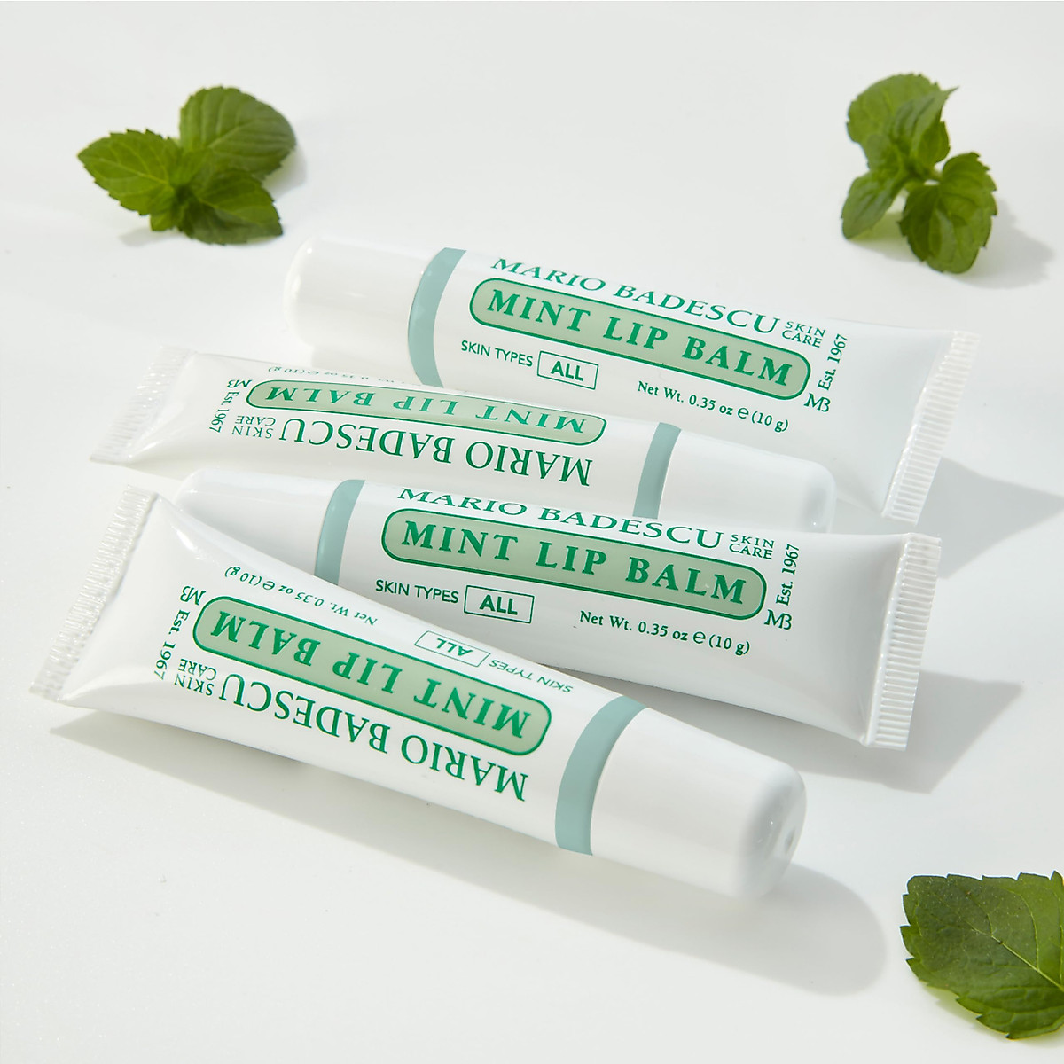 Mario Badescu Moisturizing Mint Lip Balm for Dry Cracked Lips, Infused with Coconut Oil and Shea Butter, Ultra-Nourishing Care for Soft, Smooth, and Supple Feel, 0.35 Oz