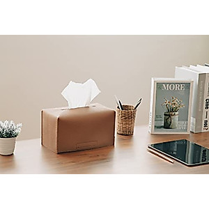VETY[EmphaSeams] Bottom Touch Fastener-Tissue Box Cover, PU Leather 9.5"x5"x5" Rectangle-Bathroom Organizer,Accessories, Bathroom Vanity, Countertop, Night Stand, Office Desk, Modern Stylish - Mint