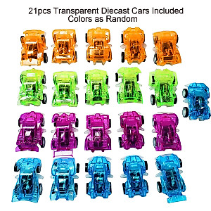 Himeeu 42 Pcs Pull Back Vehicles Mini Car Toys Friction Powered Racing Cars Party Favor Cars for Toddlers Boys & Girls, Bulk Party Favors Toys(Colors Random)