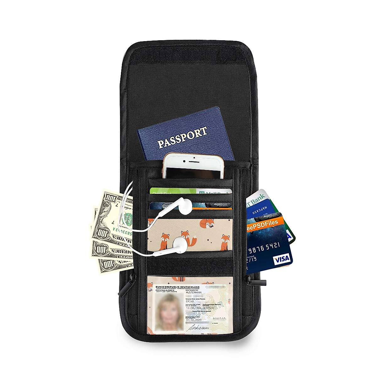 ALAZA Cute Animal Fox Print Small Crossbody Wallet Purse Cell Phone Bag Rfid Passport Holder with Credit Card Slots