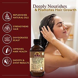 OKAY | Extra Dark 100% Natural Black Jamaican Castor Oil with Coconut Oil | For All Hair Textures & Skin Types | Grow Strong Healthy Hair - Moisturize & Revitalize Skin | 4 Oz