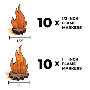 SMONEX 20 Wooden Mini Flame Markers - Spell Effects and Game Markers for Use with Dungeons and Dragons Board Game, Pathfinder, Warhammer, and Other Tabletop RPG – Accessories for D&D