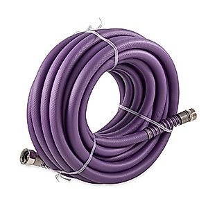 Camco EvoFlex 50-Foot Drinking Water Hose | Features an Extra Flexible Construction, Stainless Steel Strain Reliefs, and is Ideal for RVing, Gardening, Washing Pets, and More | Purple (22586)