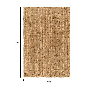 Hauteloom Ilana Jute Living Room, Bedroom Area Rug - Transitional, Traditional - Faded Driftwood,Chocolate Brown,Dark Brown - 8'6" x 11'6"