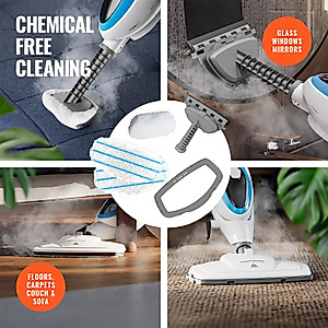 PurSteam Steam Mop Cleaner 10-in-1 with Convenient Detachable Handheld Unit, Laminate/Hardwood/Tiles/Carpet Kitchen - Garment - Clothes - Pet Friendly Steamer Whole House Multipurpose Use