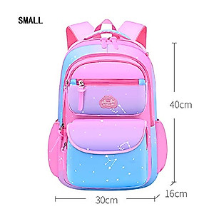 Reorzon Kids Primary School Backpack for Girls Toddler Kindergarten Preschool Starry Sky Gradient School Bookbag