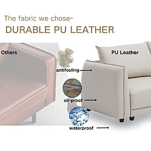 DAYALANE Middle Module for Modular Sectional Sofa, Upholstered Single Couch PU Leather Armchair, Comfy Couch Seat for Living Room, Studio, Office, Apartment, Off White