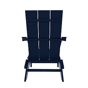 WO Home Furniture HDPE Adirondack Chair Folding Poly Lumber All Weather UV/Fade Resistant Heavy Duty for Patio, Backyard, Balcony, Garden, Lawn (Navy Blue)…