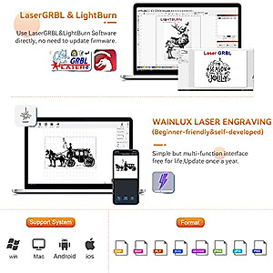 WAINLUX JL7 Laser Engraver Cutter 60W, Laser Engraving Machine Real 10W Compressed Spot 0.05*0.08mm, Support LightBurn, BT Connection, 15.7''x15.7'' Area, DIY CNC Laser Engraving for Wood Metal Glass