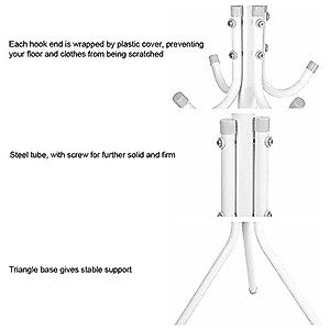Yosoo Standing Entryway Coat Rack, Metal Coat Hat Rack Tree Stand Hanger Organizer for Jacket, Purse, Scarf Rack, Umbrella (White)