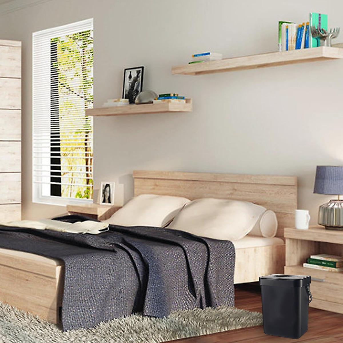 COMODA Kitchen Compost Bin for Countertop, Mountable Indoor Compost Bucket Waste Bin with Lid, Hanging Small Trash Can with Lid Under Sink for Kitchen Bathroom, black, LK065QTCQS365J85