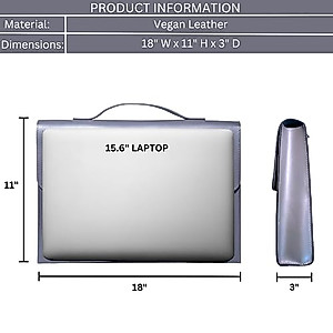 VALITY Vegan Leather Briefcase Laptop Messenger Travel Office Computer Bag 15.6 Inch for Men and Woman (Space Grey)