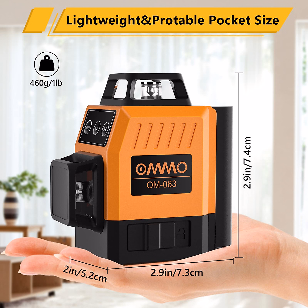 OMMO Laser Level, 8 Lines Green Laser Level Self Leveling Tool, 150ft Line Laser Level Beam Tool with One 360° Vertical and One 360° Horizontal Lines, Magnetic Stand and USB Cable Included
