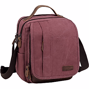 VASCHY Messenger Bag Small, Canvas Water Resistant Crossbody Shoulder Bag Purse for Women/Ladies Burgundy