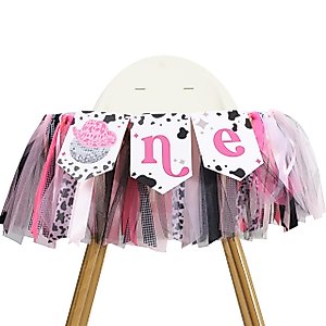 Disco Cowgirl High Chair Banner - Cowgirl First Birthday Decoration,Cowgirl First Rodeo,Man I Feel Like I'm One,Disco Cow Girl Decor