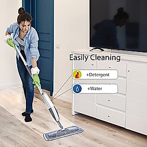Microfiber Spray Mop for Floor Cleaning with 5 Washable Pads,360 Degree Spin Dust Mop with Mop Holder and Scraper for Home Kitchen Bathroom,Dry Wet Flat Mop for Wood Laminate Ceramic Hardwood Tile