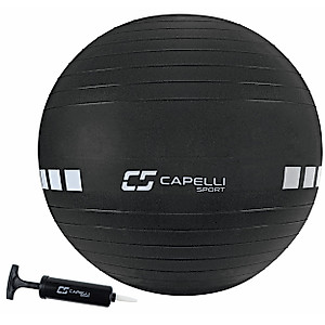 Capelli Sport Exercise Ball for Yoga, Balance Ball, Pilates, Anti Burst Slip Resistant, Quick Pump, Black, 75 cm