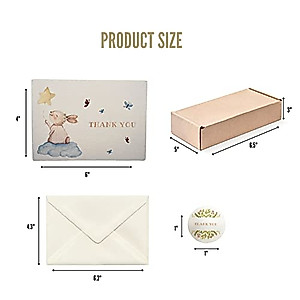 Generic Baby Shower Thank You Cards with Envelopes and Stickers, 60 Pieces, White, 4''x6''