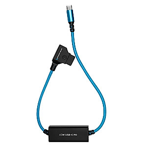 KONDOR Blue 16" D-Tap/P-Tap to USB-C PD 2-Way V-Mount Charger Braided Power Delivery Cable for Mirrorless Cameras, Phones, Laptops & More