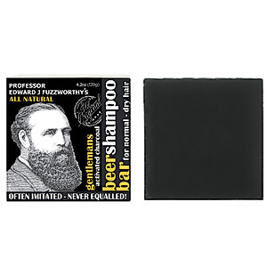 Professor Fuzzworthy's Charcoal Shampoo Bar & Conditioner Bar Grooming Kit for Men - 100% Natural Zero Waste Beard Care | Long Lasting Shampoo = 3 Liquid Shampoo Bottles