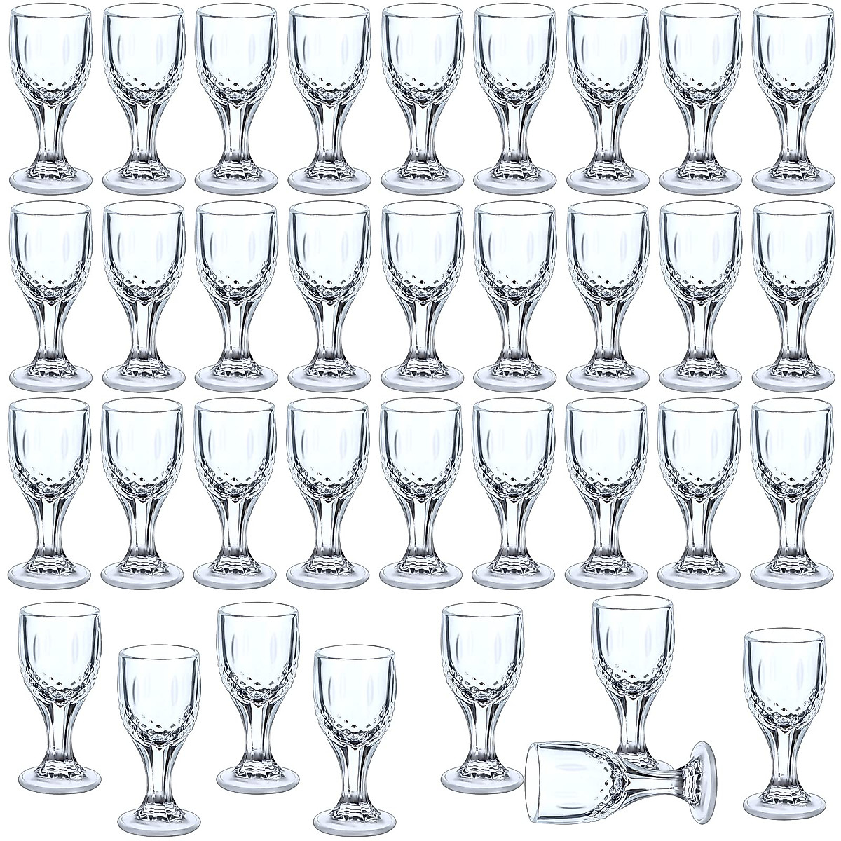Ioffersuper 36-Pack Shot Glasses Set, 10Ml/0.338 Oz Mini Shot Glasses with Stem, Mini Wine Glasses, Thickness Glass