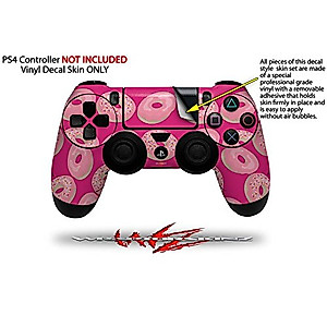 WraptorSkinz Vinyl Decal Skin Compatible with Sony PS4 Controller PlayStation 4 Original Slim and Pro Donuts Hot Pink Fuchsia (Controller NOT Included)