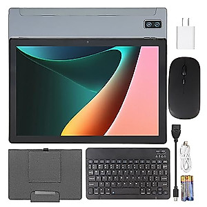 SHYEKYO Tablet PC, Wide Compatibility High Speed 100-240V 10.1in Tablet FHD Screen MT6735 Dual Band 8 Core with Mouse Keyboard for Reading (US Plug)