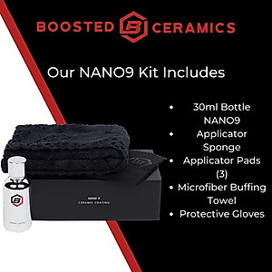 Boosted Ceramics 9H Nano Ceramic Coating Kit - Hydrophobic Professional Coating Kit - Si02 Protection for Cars, Trucks, Motorcycles, RV & Boat