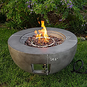Barton Propane Gas Fire Pit Table Concrete w/PVC Cover & Lava Rocks 40,000 BTU 27.5" Outdoor Patio Garden Firepit Heater Backyard